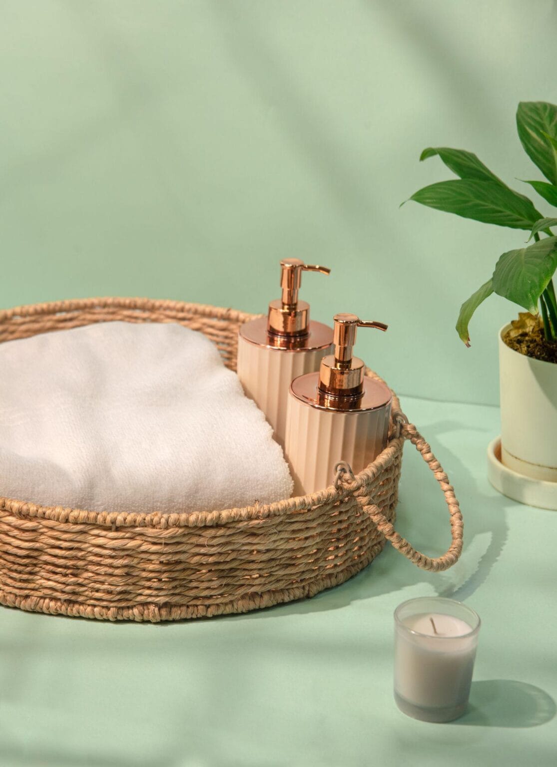 Handwoven Sea Grass Round Tray with Handle - Inditrails