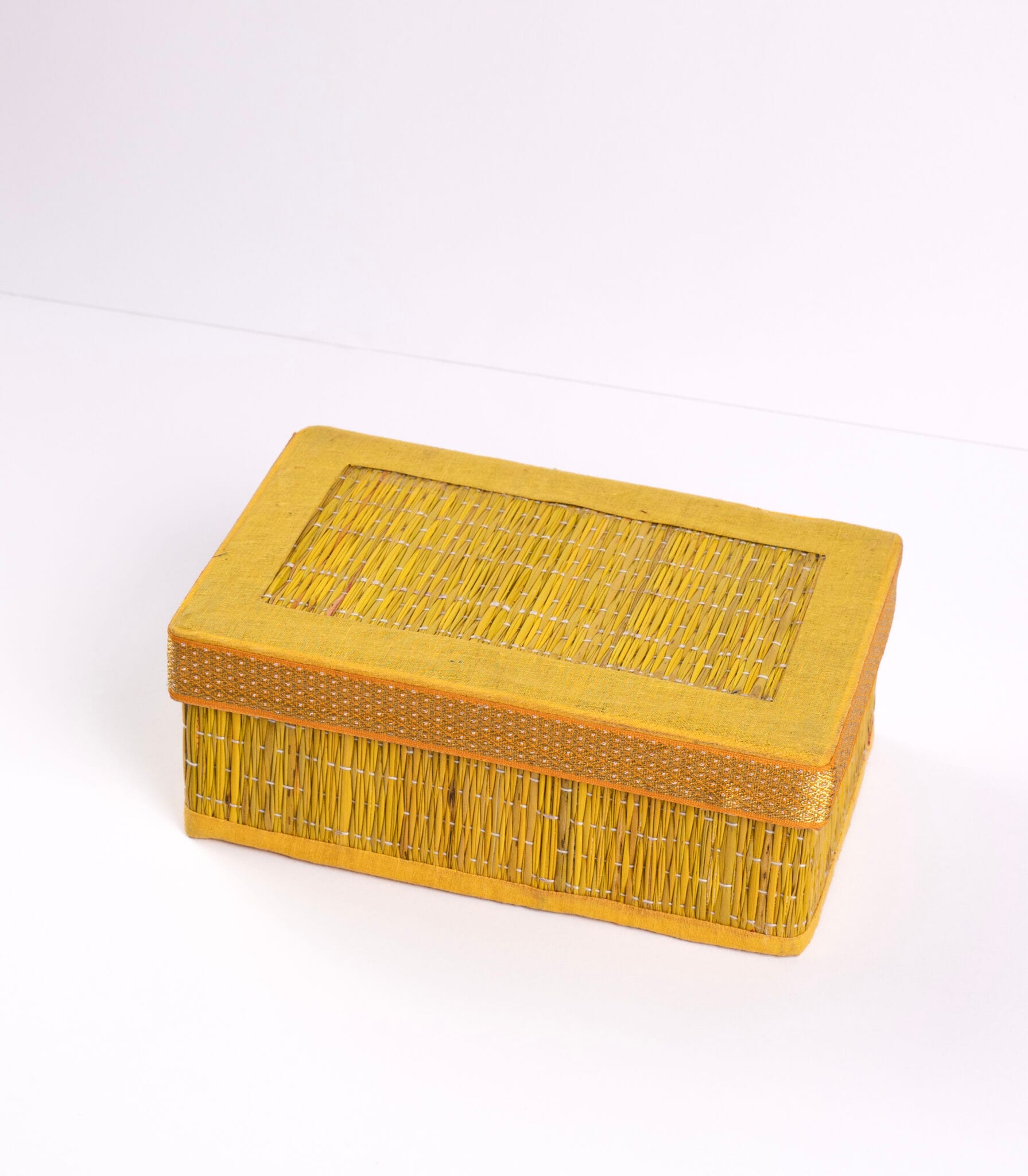 Handwoven Yellow Jewellery Box - Inditrails