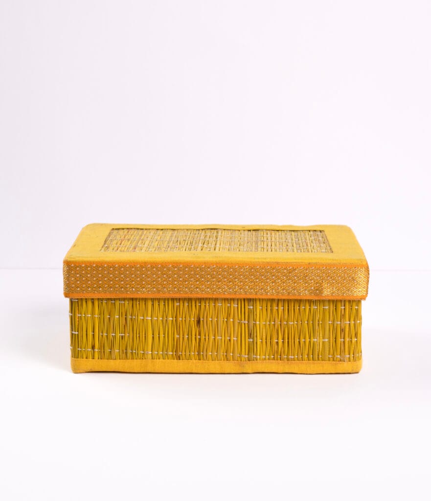 Handwoven Yellow Jewellery Box - Inditrails
