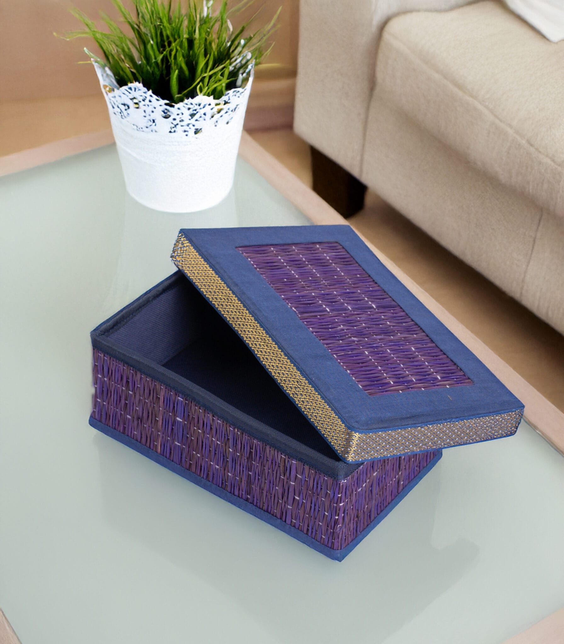 Handwoven Blue Jewellery / StorageBox - Inditrails