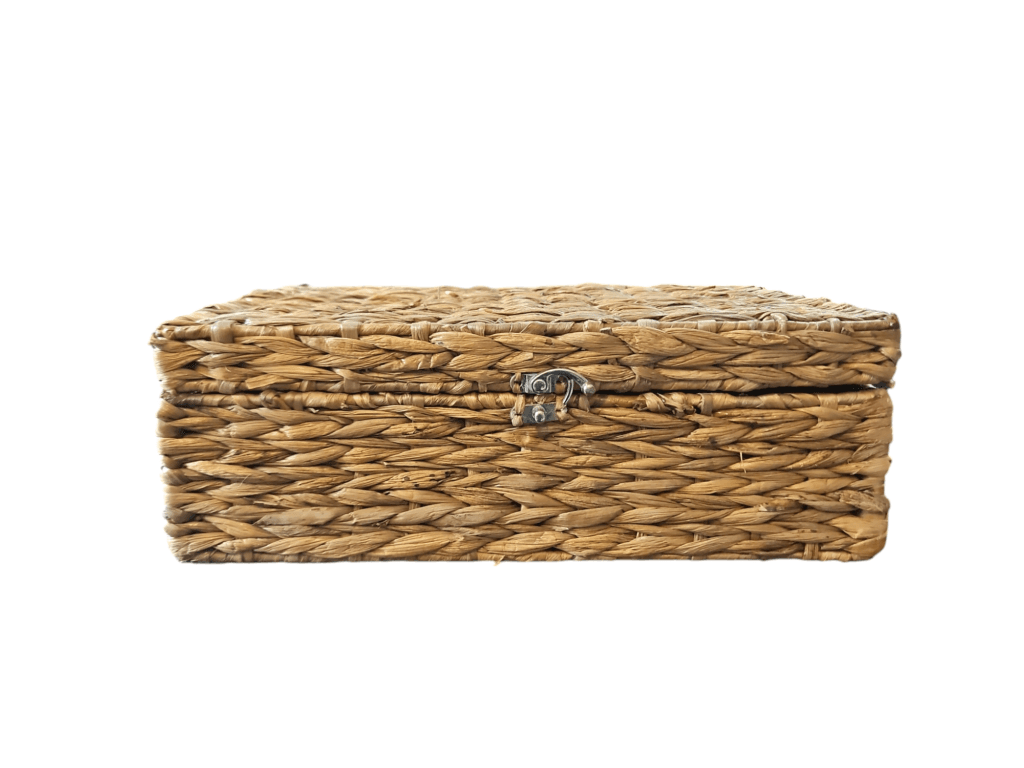 Handwoven Water Hyacinth Storage Box with Lid - Inditrails